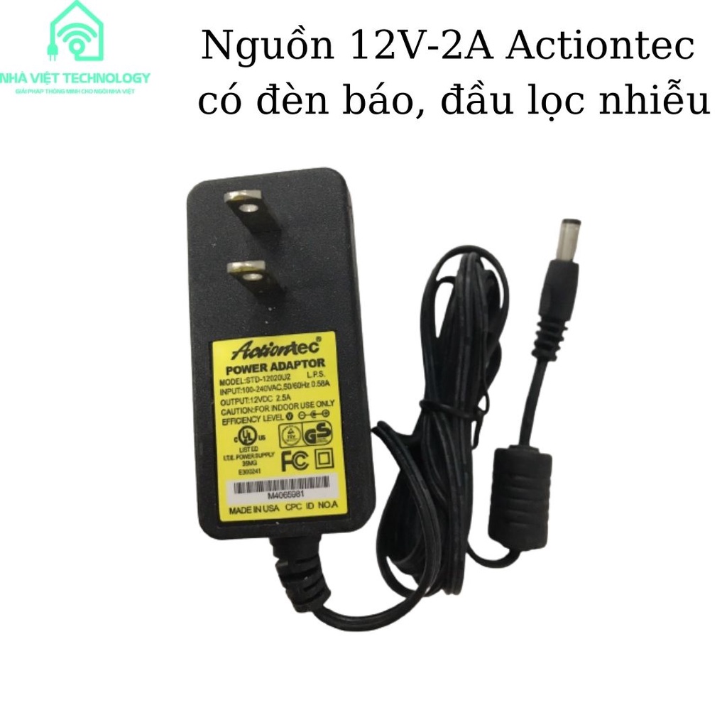 Nguồn Adapter Actiontec 12V-2A Loại Tốt Tem Vàng Có Đèn Báo Có Đầu Lọc ...