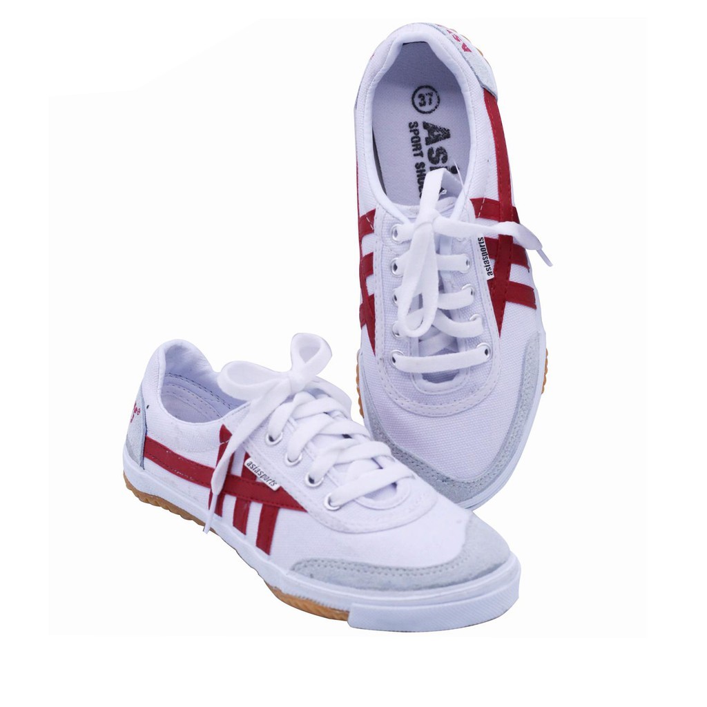 Giày bata Asia trắng sọc đỏ và sọc xanh | Shopee Việt Nam
