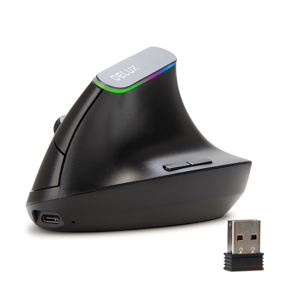 Delux M618DB Im Lặng Ergonomic Dọc Chuột Không Dây 2.4GHz BT Bluetooth 4.0 Pin Sạc 4000DPI Dọc ...
