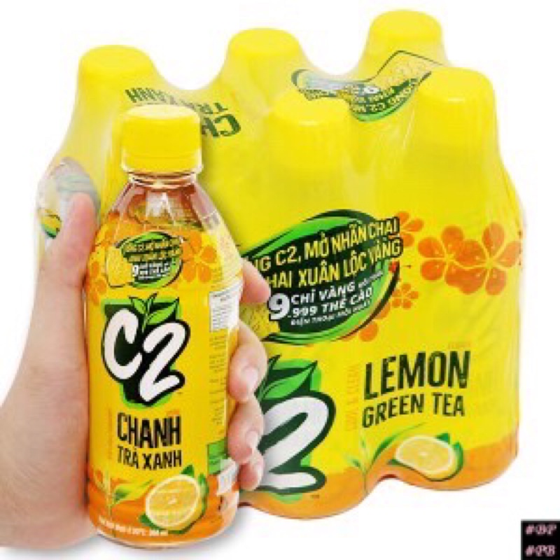 Lốc 6 chai C2 vị Chanh 🍋/Táo 🍎/Đào 🍑 360ml | Shopee Việt Nam