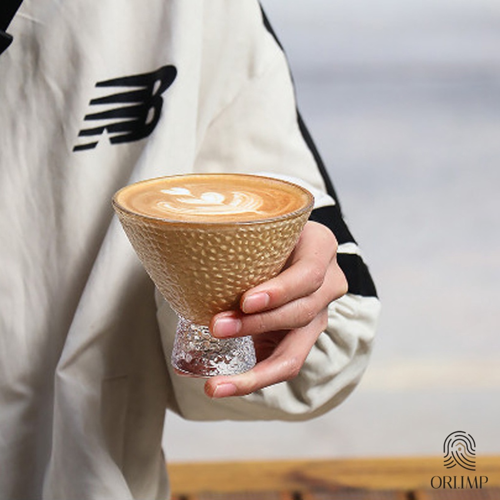 Ly tam giác chân cao Relief 250ml/Ly thủy tinh chân cao/Ly trang trí ...