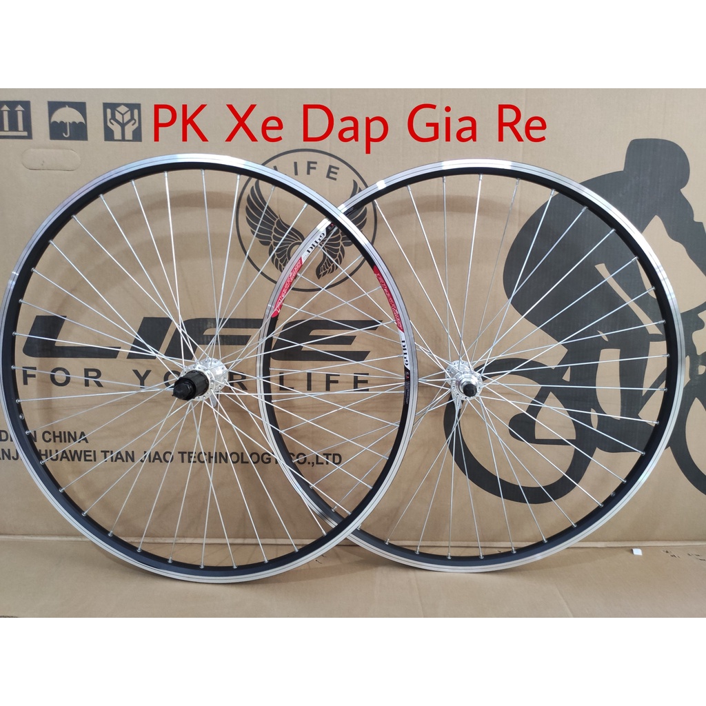 Bộ vành xe đạp bánh 700C đan sẵn đùm líp thả, phanh U,V - PK Xe Dap Gia ...