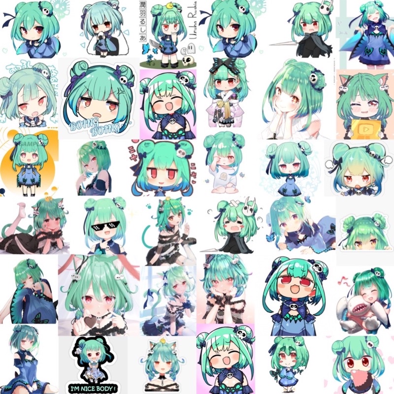 Ảnh dán Sticker Uruha Rushia Hololive 30-60 cái ép lụa khác nhau /Hình ...