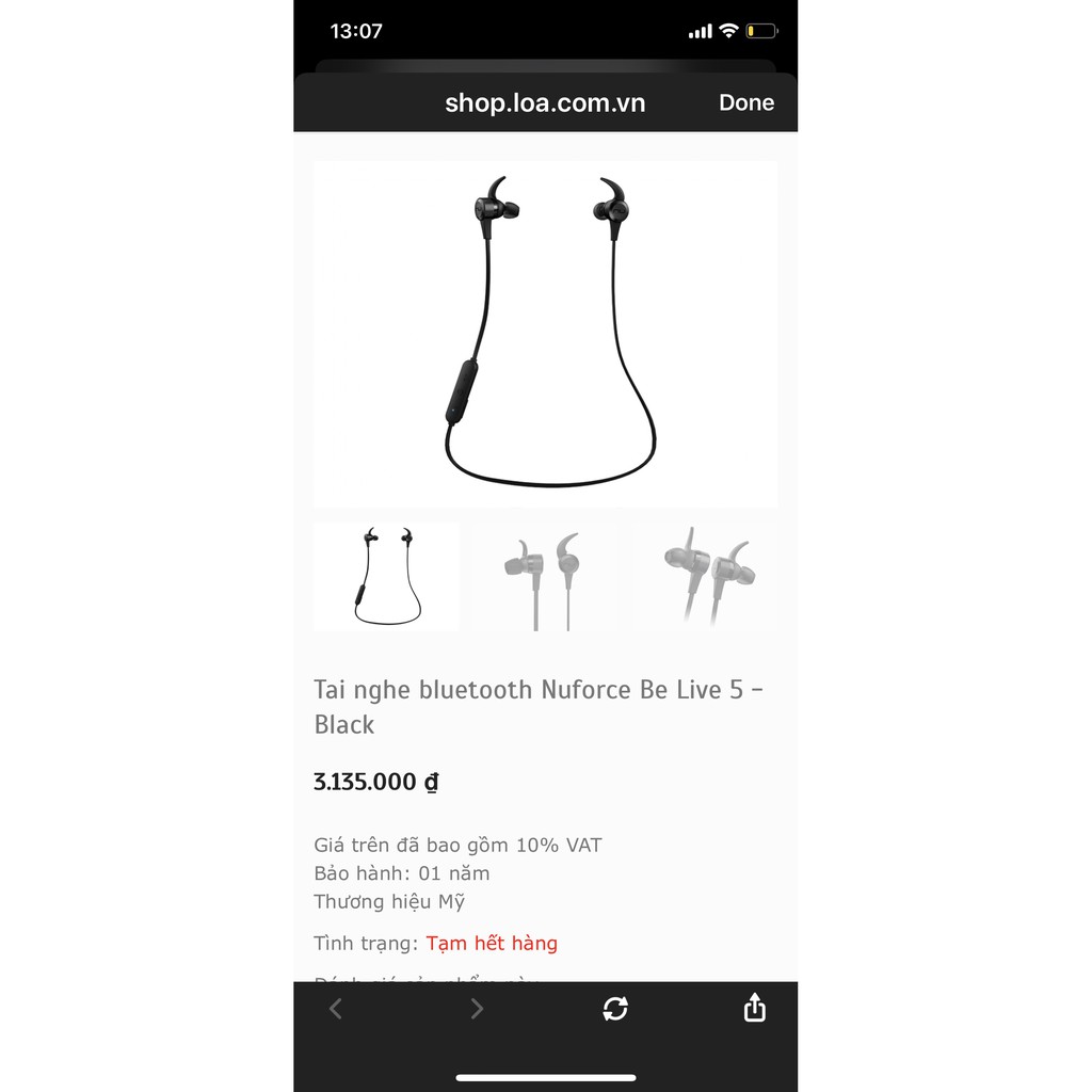 Tai nghe bluetooth Nuforce Live 5 CHÍNH HÃNG MỸ | Shopee Việt Nam