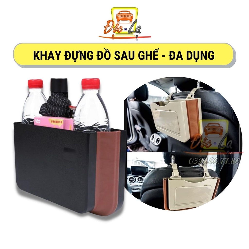 Khay đựng đồ sau ghế ô tô - dòng nâng cấp có thêm khay kẹp chai nước và ...