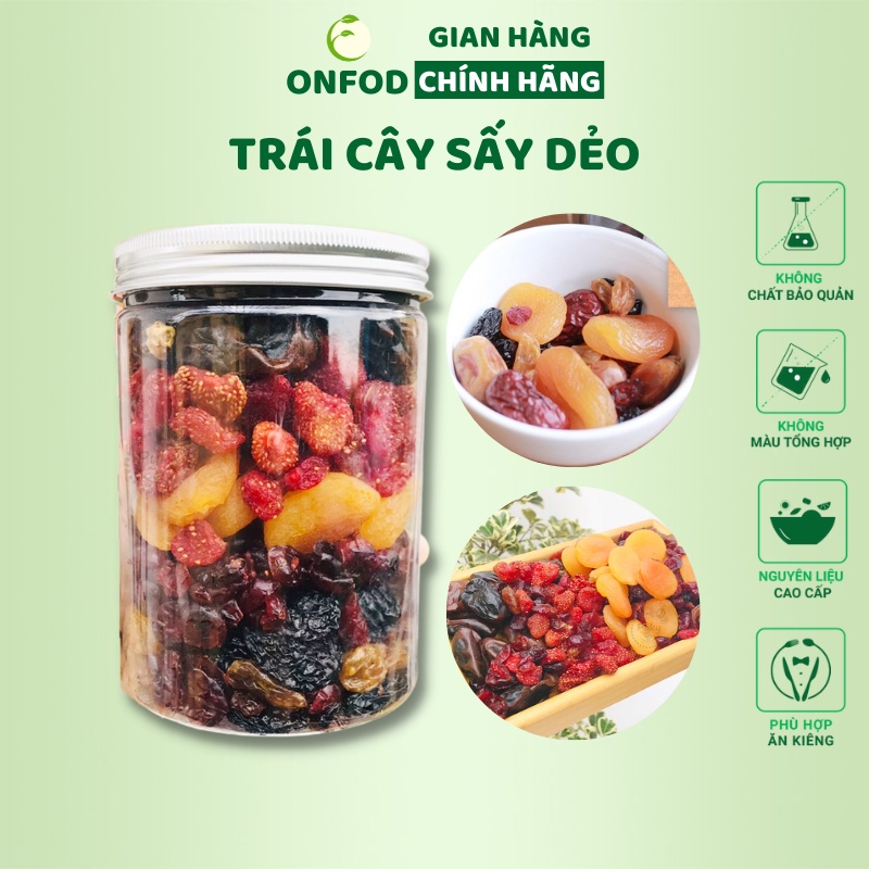 Trái cây sấy dẻo không đường ONFOD mix 6 vị hoa quả ăn kiêng giảm cân heathy eat clean 250g 500g ...