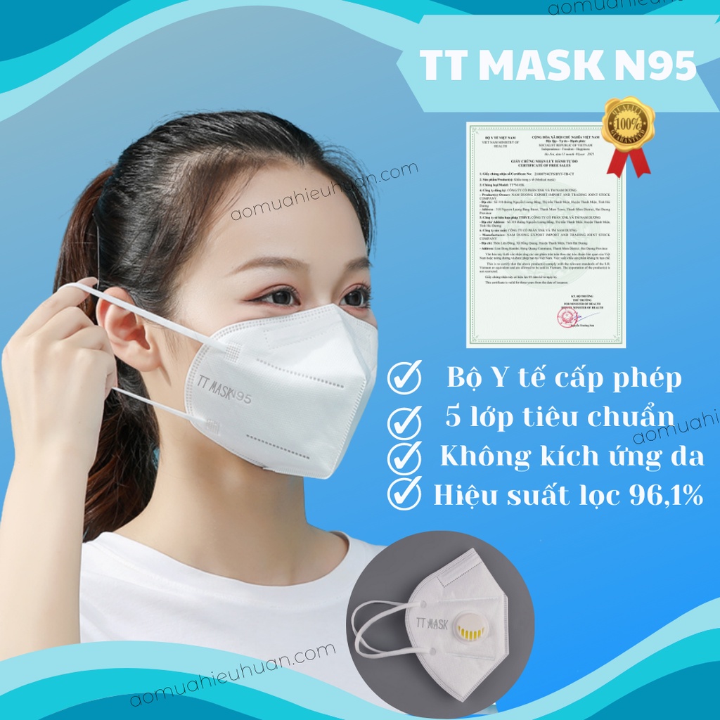 Khẩu Trang Kháng Khuẩn N95 TT Mask 5 lớp theo tiêu chuẩn bộ Y tế, loại ...