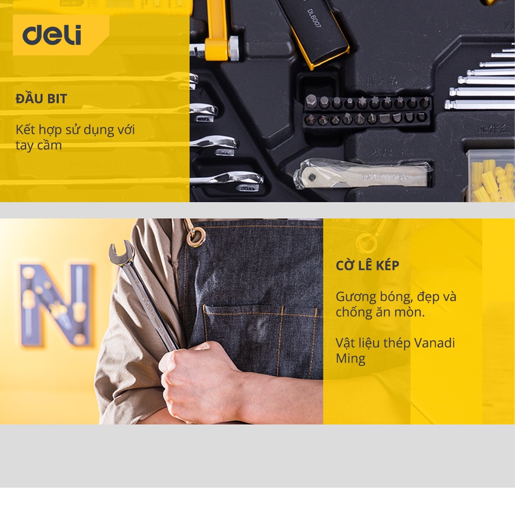 Hộp Dụng Cụ Sửa Chữa Đa Năng Deli 155 Chi Tiết - Chất Liệu Cao Cấp - Bộ ...