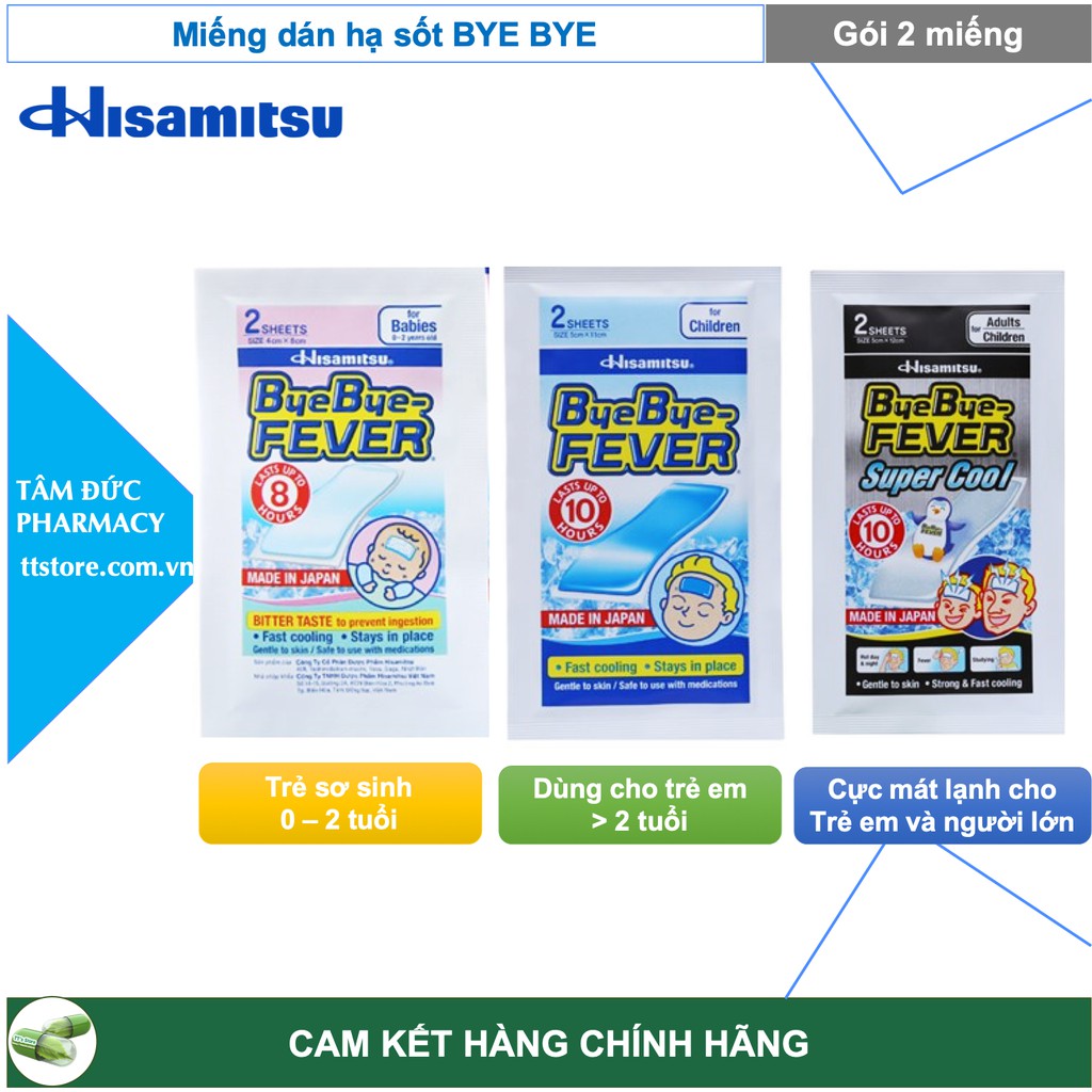 Miếng Dán Hạ Sốt BYEBYE-FEVER [Gói 2 miếng] - Giảm nhiệt độ nhanh, an ...