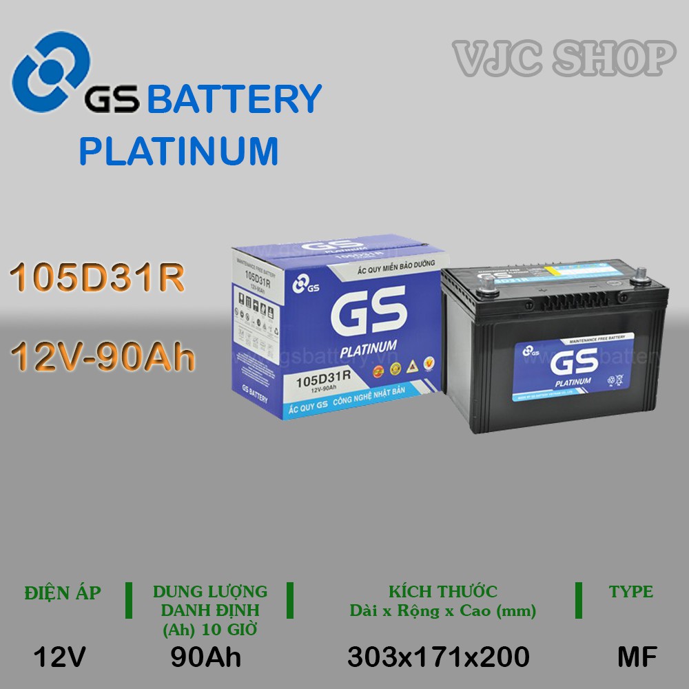 Bình ắc quy xe ô tô GS Platinum 12V-90Ah 105D31R cho Ford Everest | Shopee Việt Nam