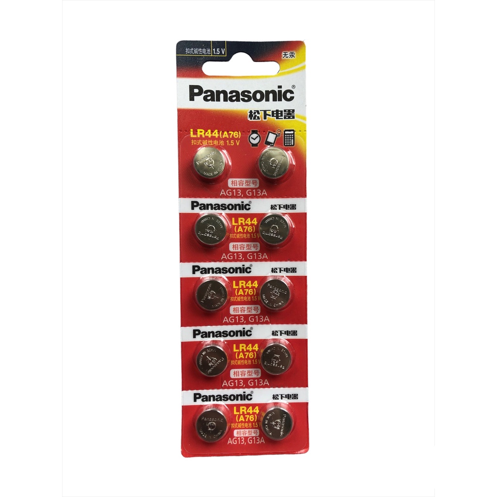 Vỉ 10 viên pin LR44 AG13 CX44 SR44 357A A76 Panasonic Alkaline pin đồng ...