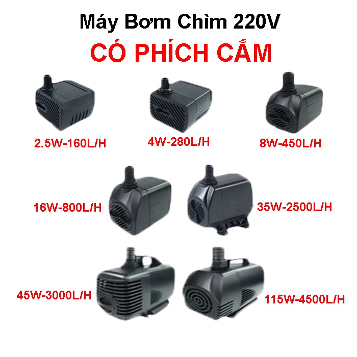 Máy Bơm Hồ Cá Quạt Nước Mini Công Suất Lớn 220V 2.5W 4W 8W 16W 35W 45W Có Phích Cắm | Shopee ...