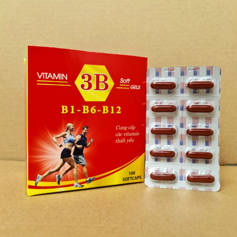 Vitamin 3B Giúp bổ sung và dự phòng thiếu hụt vitamin B1, B6, B12 cho cơ thể hộp 100 viên (đỏ ...