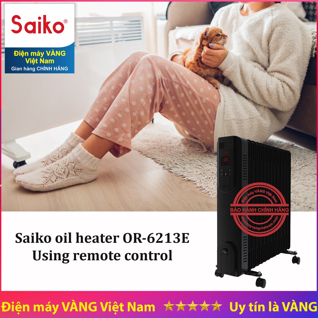 Máy sưởi dầu 13 thanh thế hệ mới Saiko OR-6213E có điều khiển từ xa ...