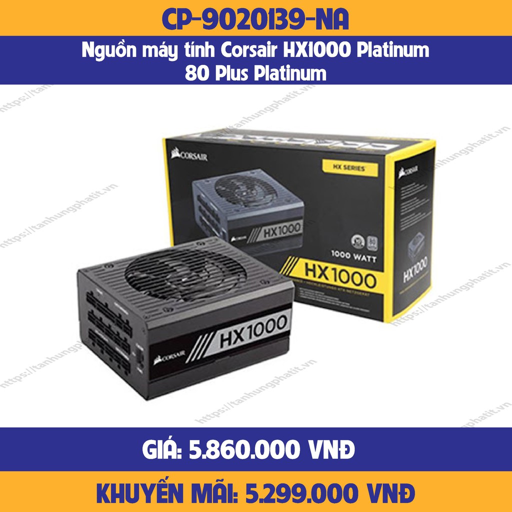 Nguồn máy tính Corsair HX1000 Platinum 80 Plus Platinum - Full Modul ...