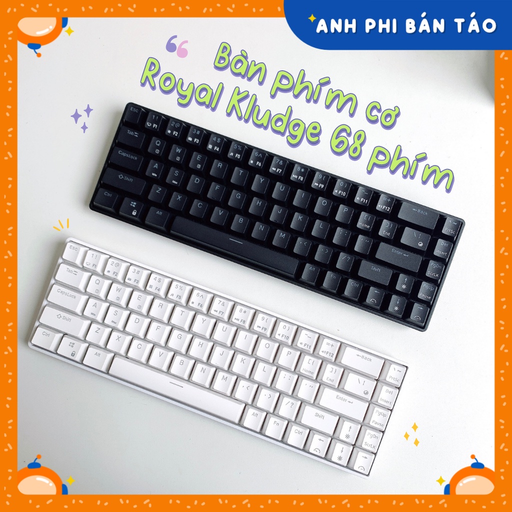 Bàn phím cơ không dây Royal Kludge RK68 HOTSWAP, Led đơn, TKL, Type C, Bluetooth 5.0, Wireless 2 ...