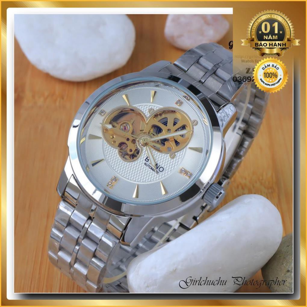 Đồng hồ cơ nam Byino full trắng dòng chính hãng với thiết kế sang trọng ...