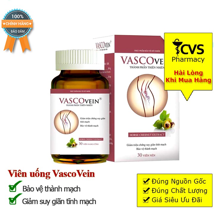 Vascovein Hộp 30 Viên - Viên uống hỗ trợ và phòng ngừa giãn tĩnh mạch ...