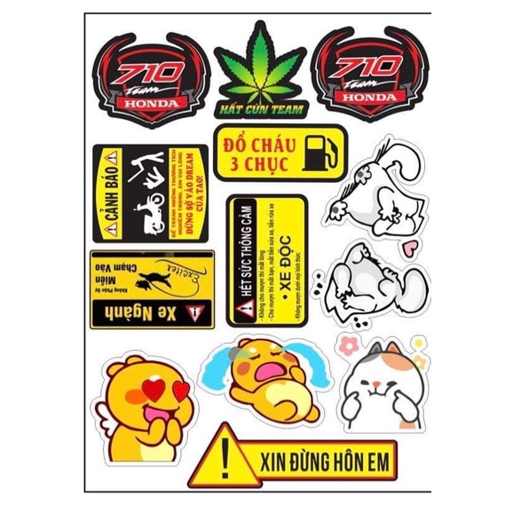 Tem Ohlins, tem cảnh báo , tem idol , tem đổ cháu 3 chục, tem sticker ...