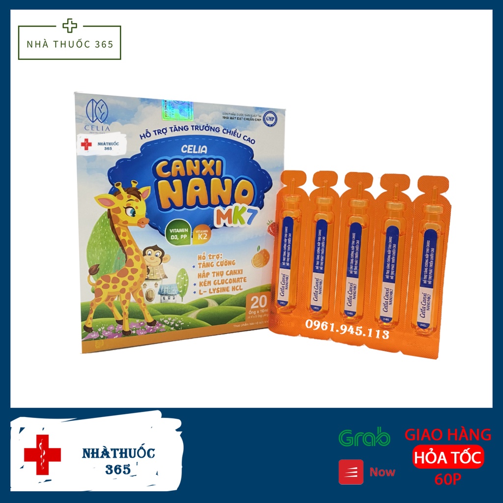 Celia Canxi Nano MK7 Bổ sung canxi vitamin D3 cho cơ thể hỗ trợ sự phát triển chiều cao hộp 20 ...