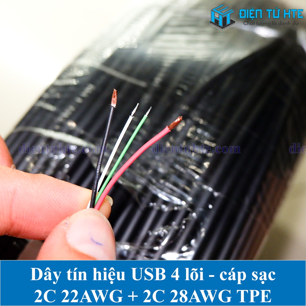 Dây cable USB 4 lõi 2725 2 lõi 22AWG + 2 lõi 28AWG HDPE - Vỏ ngoài TPE ...