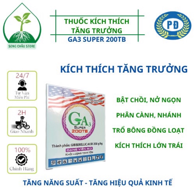 Thuốc ĐIỀU HOÀ SINH TRƯỞNG GA3 SUPER 200TB (10gr) SIÊU LỚN TRÁI, NỞ ...