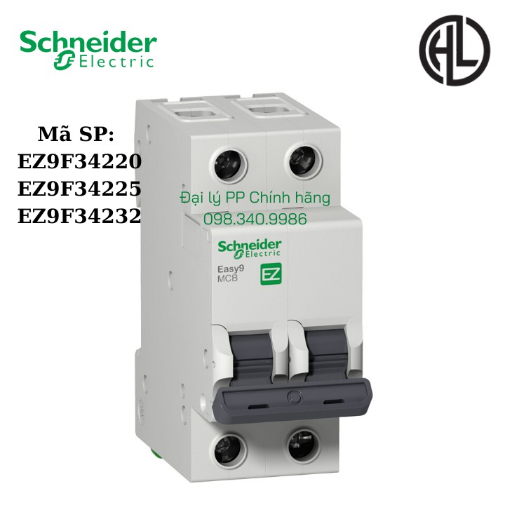 Cầu Dao Tự Động Aptomat Schneider Easy9 MCB 2P 4.5kA 230V C curve - EZ9F34220 EZ9F34225 ...