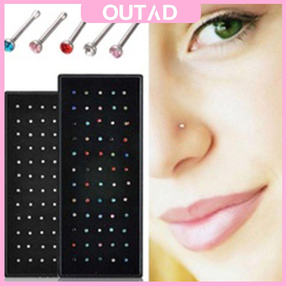 【MAT】Stainless Steel Crystal Nose Ring Surgical Steel Nose Piercing ...