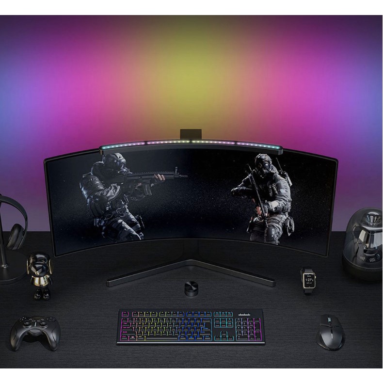 Đèn treo màn hình cong Lymax Pro kèm remote, RGB nháy theo nhạc ...