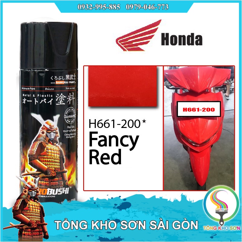 Bộ sản phẩm Chai sơn xịt Samurai H661-200 màu đỏ Honda | Shopee Việt Nam