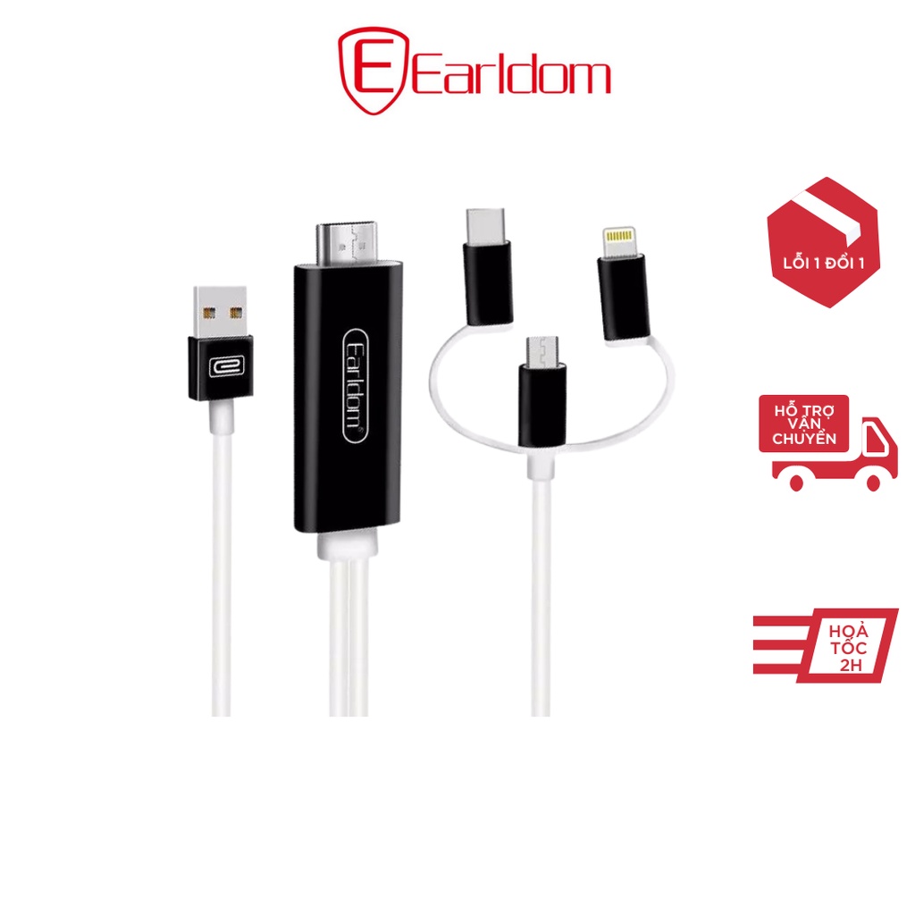 Cáp HDMI 3in1 Earldom W13 ( Độ phân giải 4K, tích hợp 3 đầu lightning, micro, typeC ) | Shopee ...