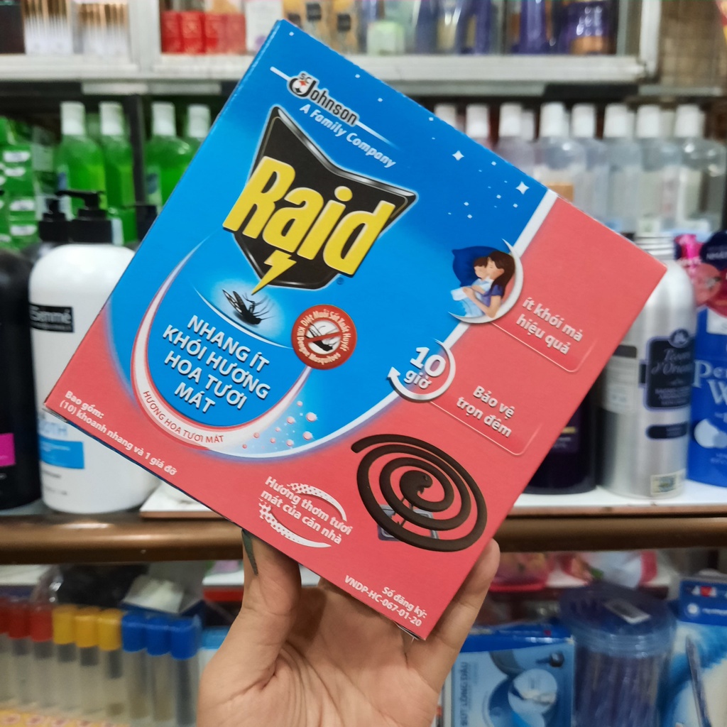 Nhang muỗi Raid ít khói hương hoa tươi mát 1 hộp 10 khoanh | Shopee ...