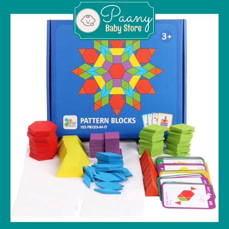 BỘ GHÉP HÌNH SÁNG TẠO - Pattern Blocks (155 chi tiết) | Shopee Việt Nam