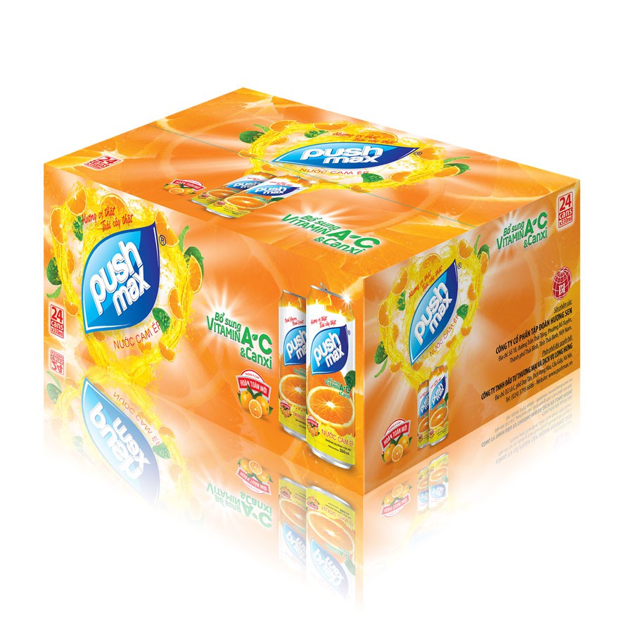 Thùng 24 Lon Nước trái cây Pushmax Cam ép | Shopee Việt Nam