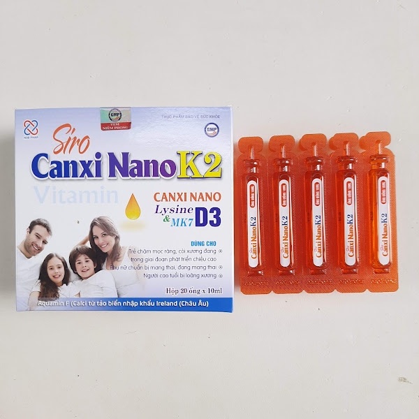 Hộp 20 ống - Siro canxi ống cho trẻ từ 0 tháng tuổi bổ sung Vitamin D3 K2 MK7 - Siro CANXI NANO ...