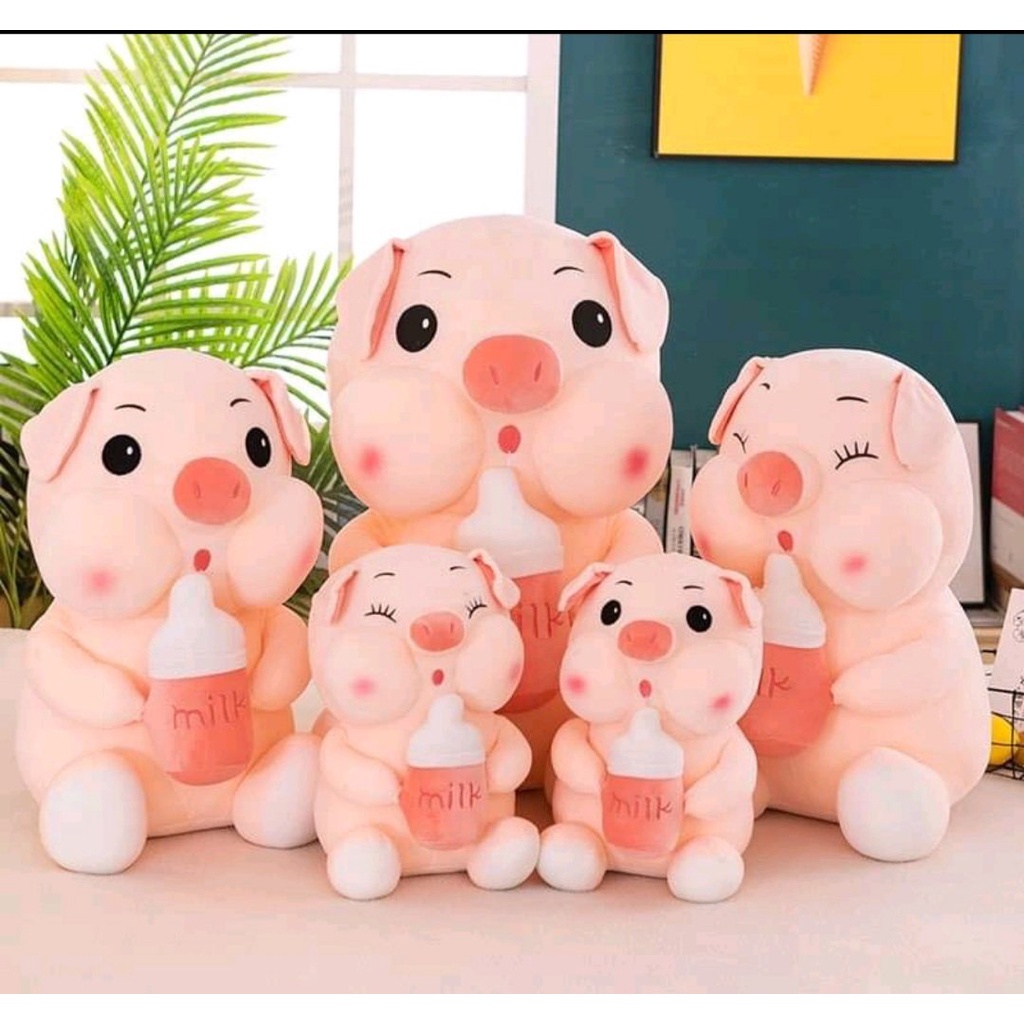 Thú Nhồi Bông Con Heo Ôm Bình Sữa Dễ Thương '35cm-90cm' | Shopee Việt Nam