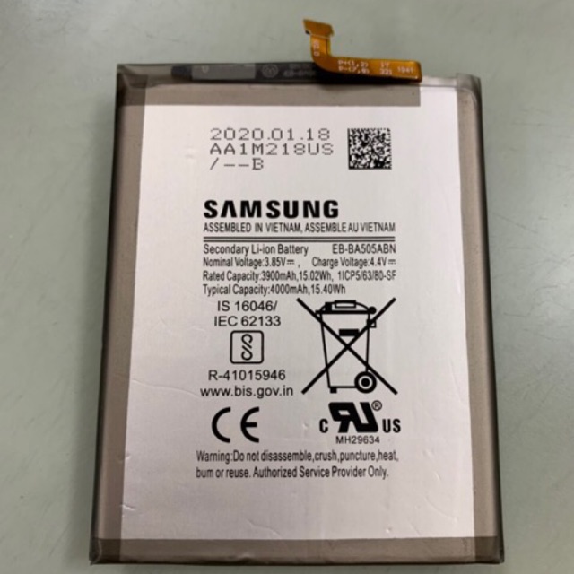 Pin Samsung A50 dung lượng 4000 mAH mã EB-BA505ABU chính hãng | Shopee ...