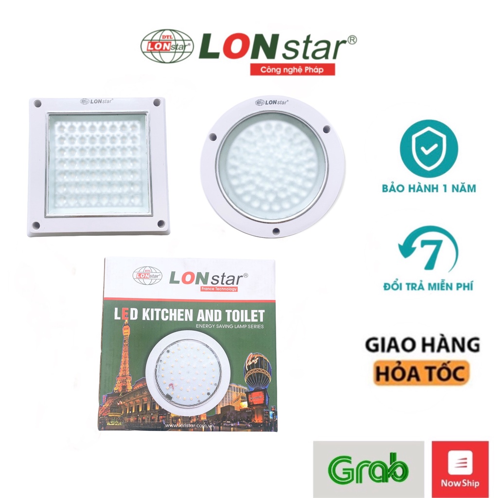 Đèn Ốp Trần LED LONstar Chống ẩm Công Suất 4W,6W,8W,12W Ánh Sáng Trắng , Vàng,Hình Tròn ,Vuông ...