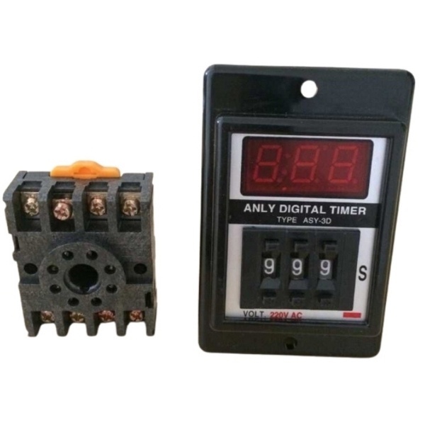 Timer điện tử ASY-3D rơ le thời gian có tai 8 chân tròn hiển thị số ...