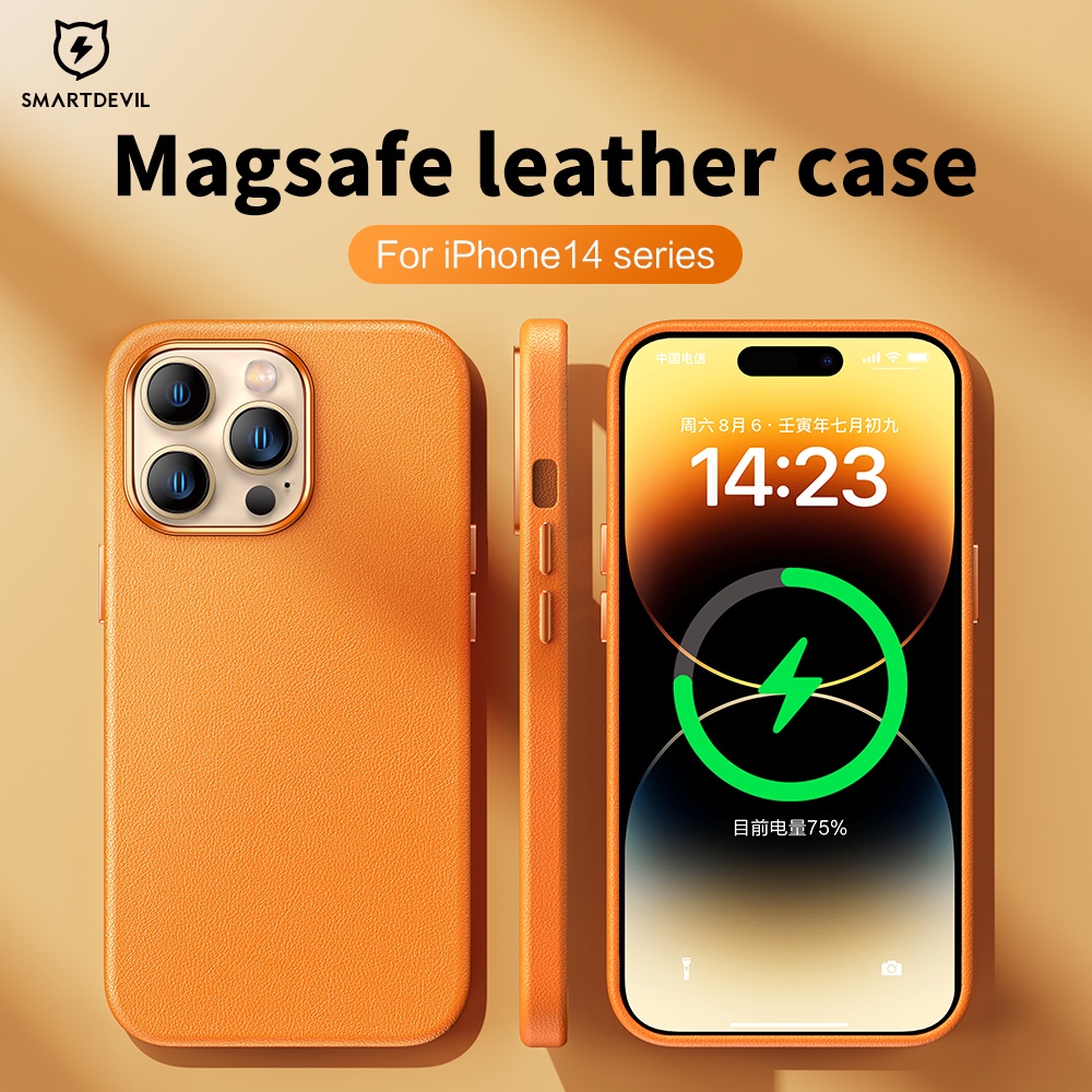 SmartDevil Ốp điện thoại SMARTDEVIL da hỗ trợ sạc nam châm chống mồ hôi thích hợp cho iPhone 14 ...