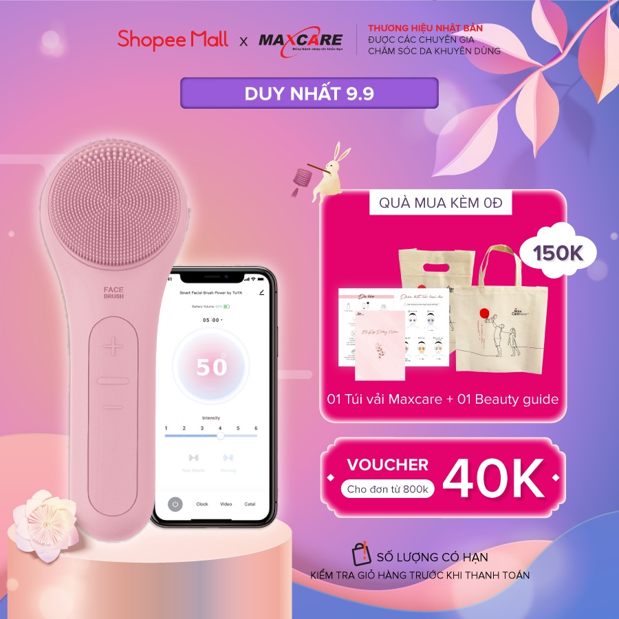 Máy rửa mặt kết nối app thông minh Maxcare Max999PRO sản phẩm cao cấp theo dõi và cài đặt chế độ ...