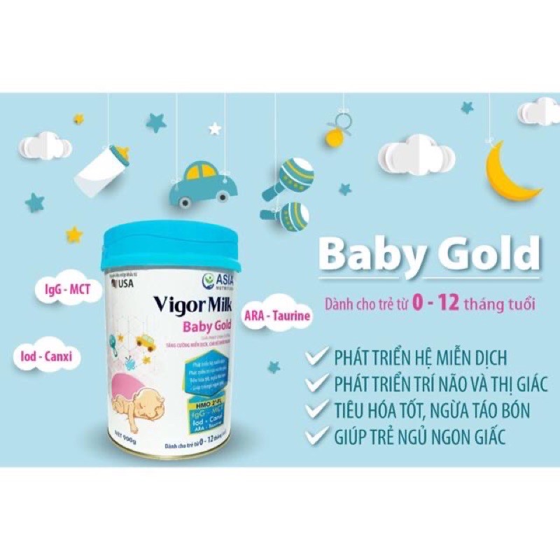 sữa bột VIGOR MILK baby gold (0-12 tháng) hộp 900g ( CÓ QUÀ TẶNG ...