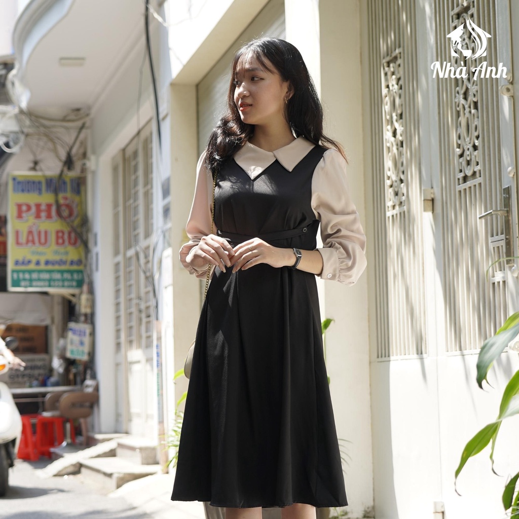 ROSA DRESS - ĐẦM ĐEN TAY DÀI CỔ BẺ XINH XẮN | Shopee Việt Nam