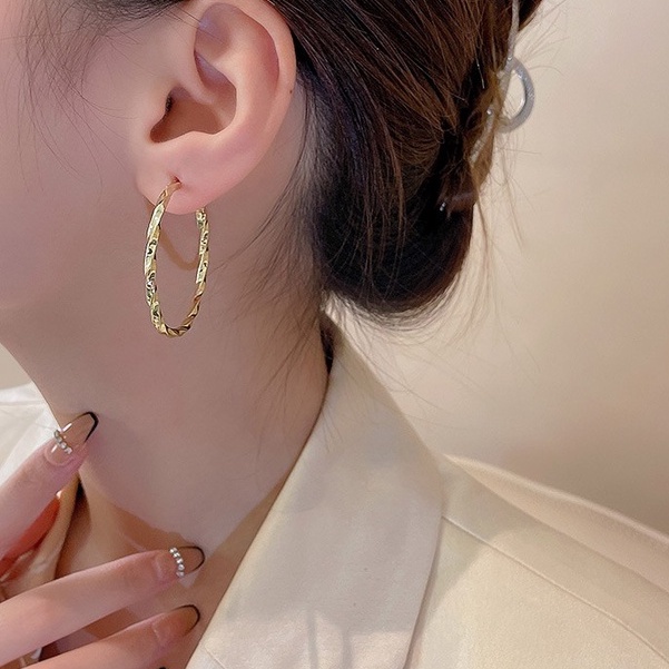 [AURORA-KHUYÊN TAI] Bông tai hoop nữ, phiên bản thiết kế dạng xoắn trơn ...