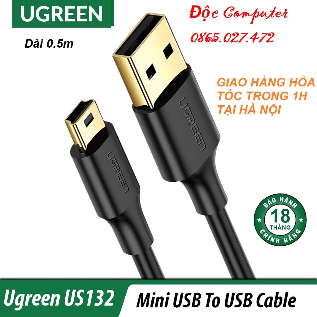 Cáp USB 2.0 to USB Mini dài 0,5m Ugreen 10354 cao cấp - Hàng chính hãng ...