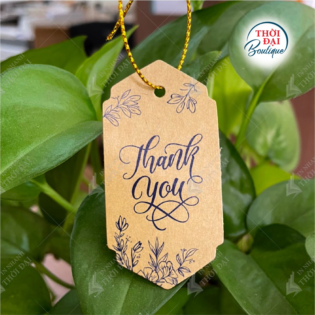 100c - Tag treo / Thẻ treo giấy Kraft "Thank You" nhỏ (3 x 6 cm), hình ...