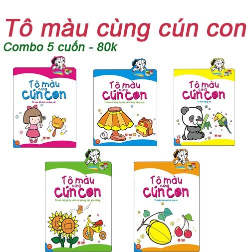 SÁCH - Tô màu cùng cún con ( 5 CUỐN ) | Shopee Việt Nam