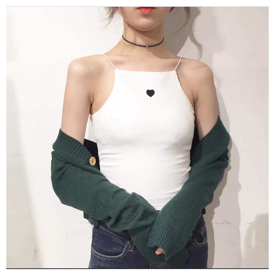áo 2 dây in tim [ Deal 9k ] | Shopee Việt Nam