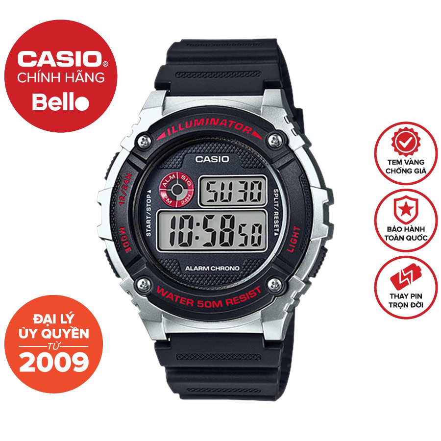 Đồng hồ Casio Nam W-216 chính hãng bảo hành 1 năm Pin trọn đời | Shopee ...