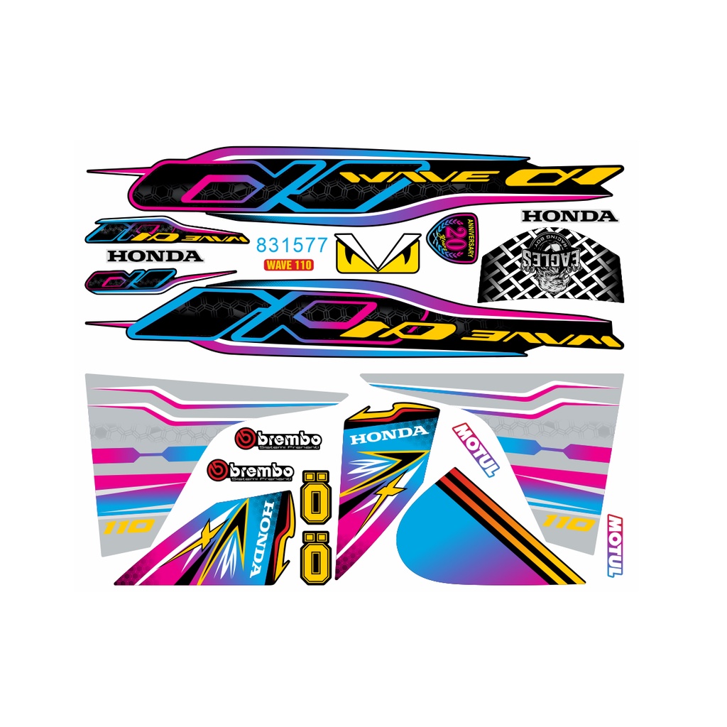 TEM Rời WAVE ALPHA 110 (2017-2022) HỒNG XANH LỤC ĐEN MS 831577 - Tem 3 ...